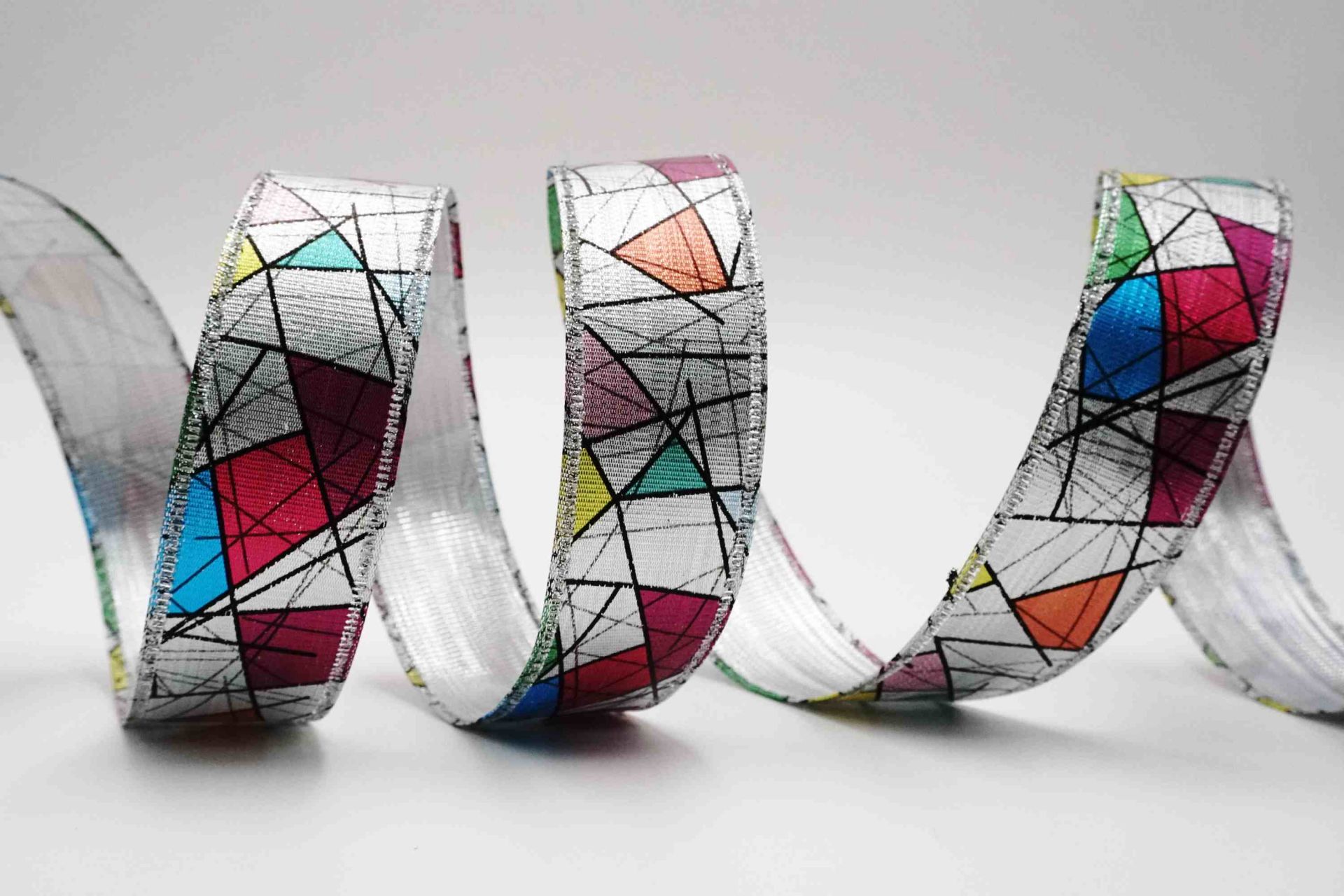 Colorful Geometry Ribbon | Elevate Your Crafts with Luxurious Satin Ribbons