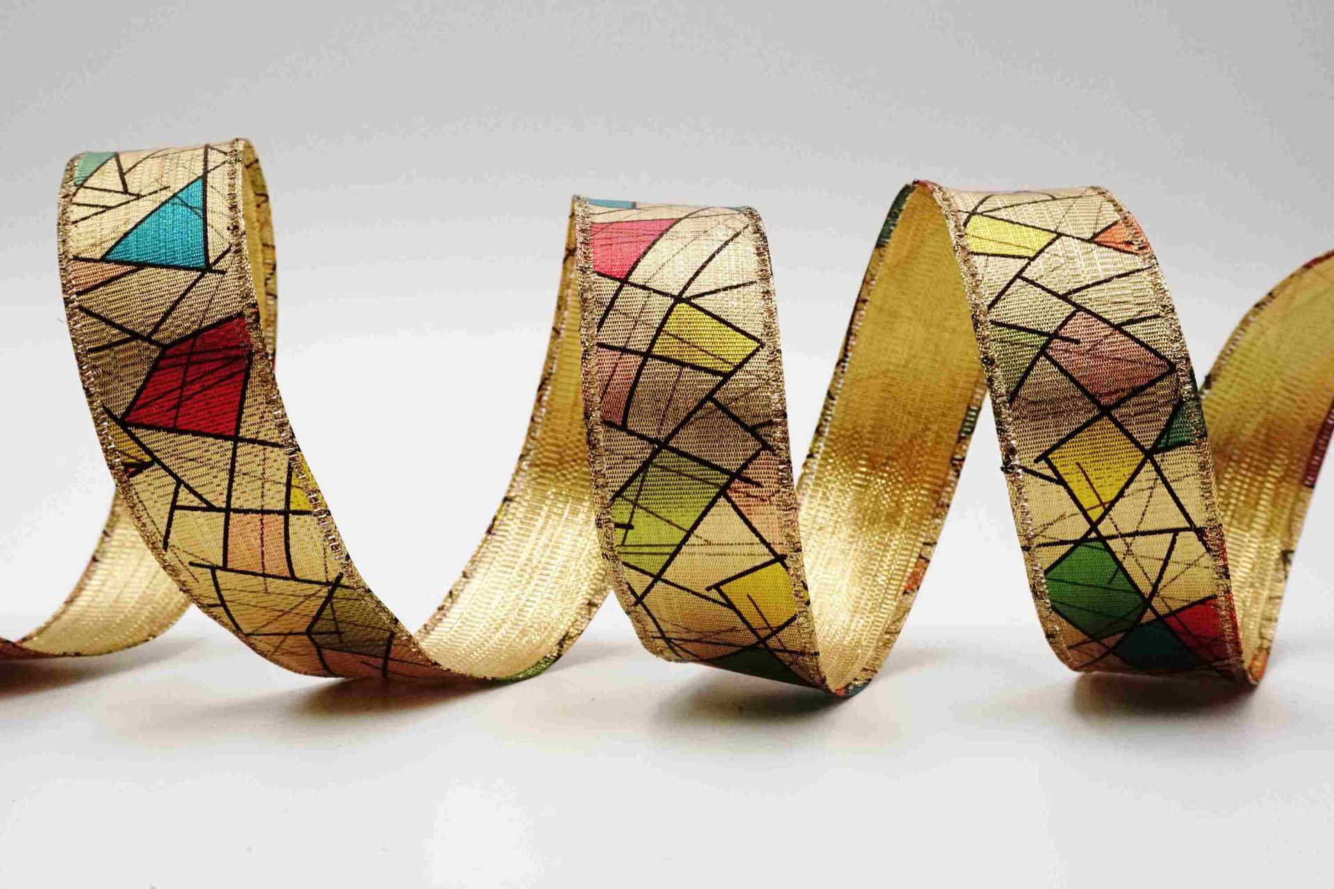 Colorful Geometry Ribbon | Elevate Your Crafts with Luxurious Satin Ribbons