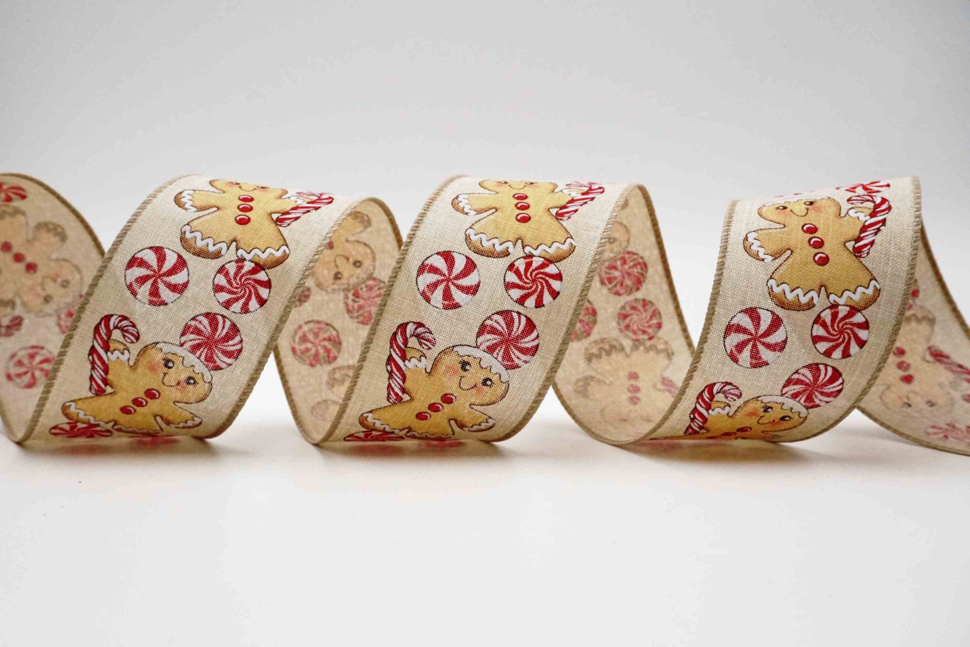 Gingerbread & Candy Wired Christmas Ribbon | KING YOUNG