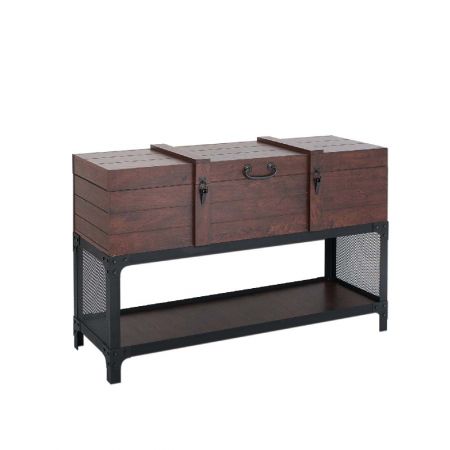 Natural Oak Line Iron Net Angle Steel Storage Console Table | Discover ...