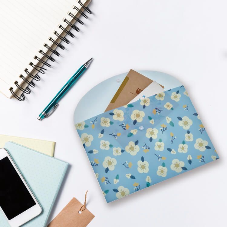 Floral Document Folder - Waterproof PP Envelope Folder | Leos'