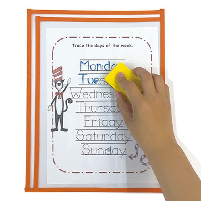 30 Pack Side-Loading Dry Erase Pockets | Leos' OEM Classroom Supplies