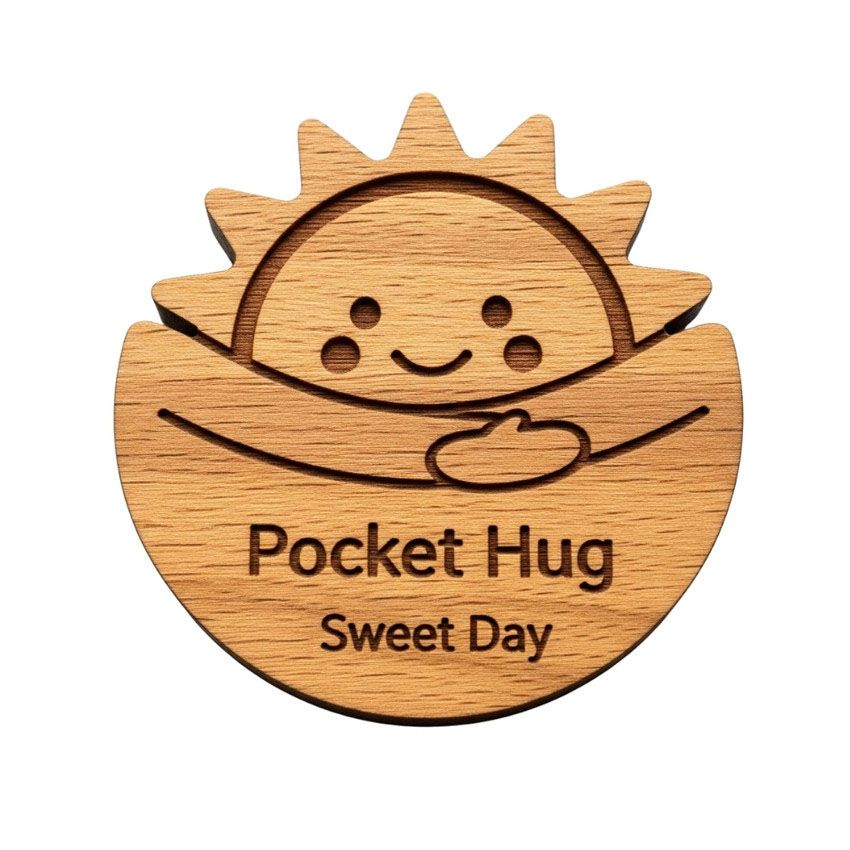 Wooden Pocket Hug Tokens | Personalized Metal & Silicone Promotional ...