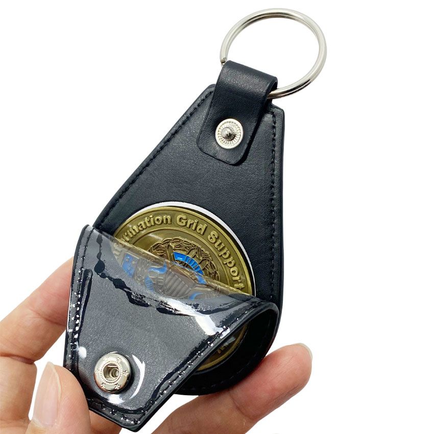 Leather Challenge Coin Holder Keychain | Personalized Metal & Silicone ...