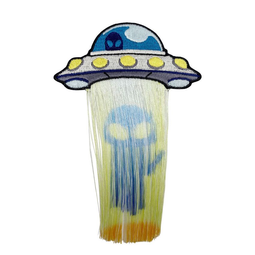 Novelty UFO Patch with Printed Alien Tassel | Personalized Metal ...