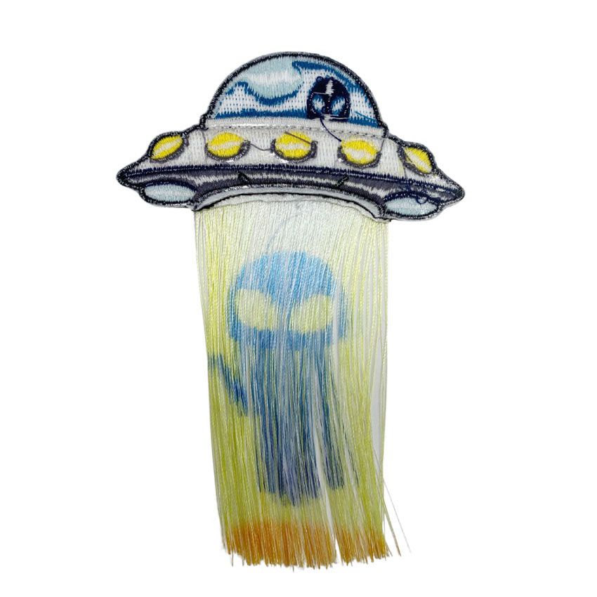 Novelty UFO Patch with Printed Alien Tassel | Personalized Metal ...