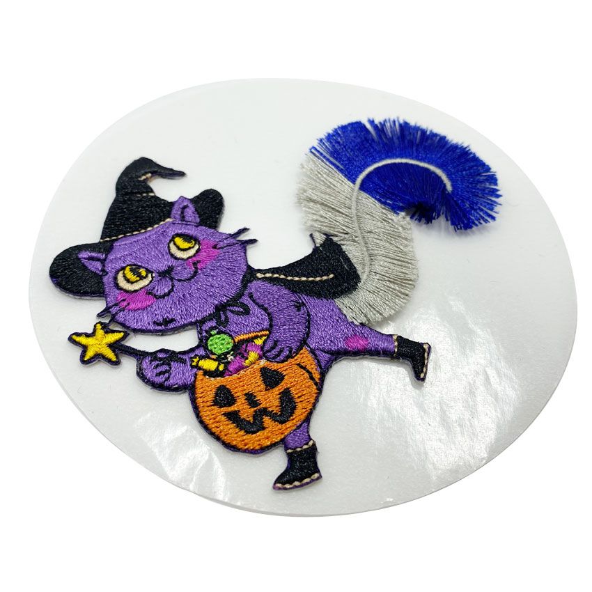 Tassel Tail Cat Embroidery Patches - custom halloween embroidered ...