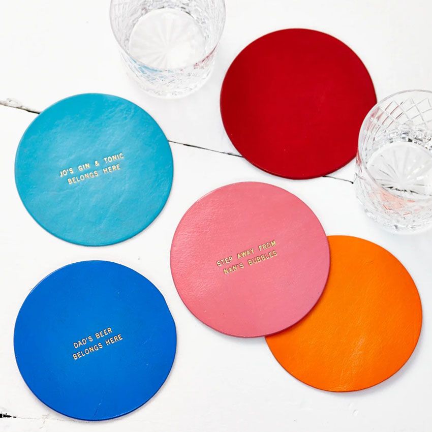 Logo Imprinted PU Leather Coasters (T.1-1.2mm) | Personalized Metal ...