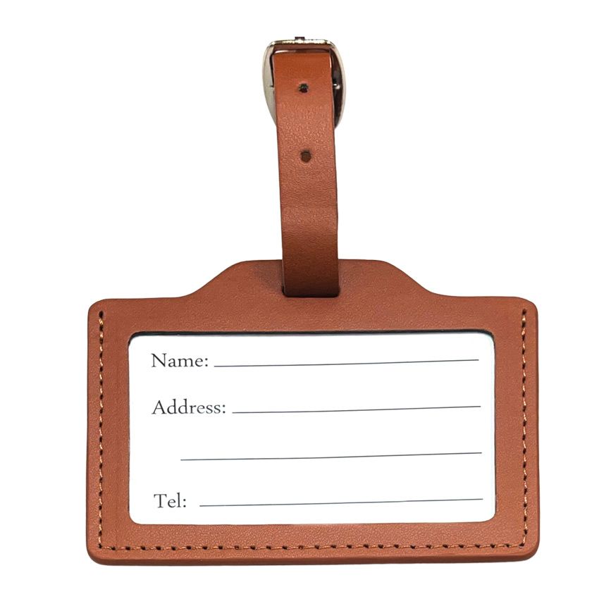 Leather Luggage ID Badge Card Holder | Personalized Metal & Silicone ...