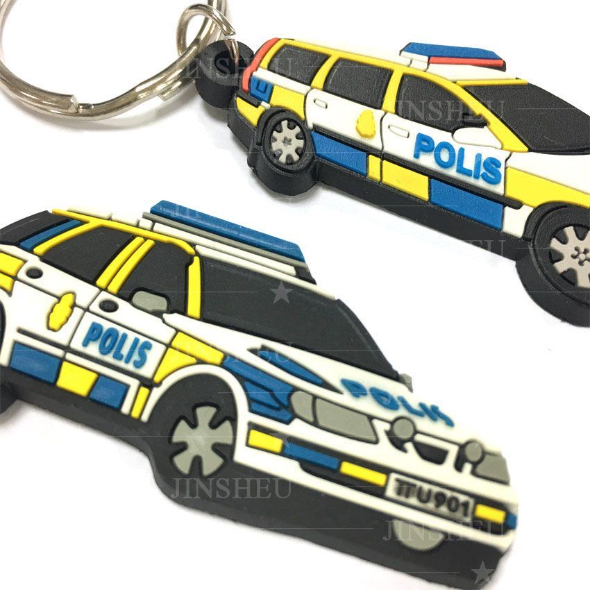 Custom Police Car Rubber Keychain | Personalized Metal & Silicone ...