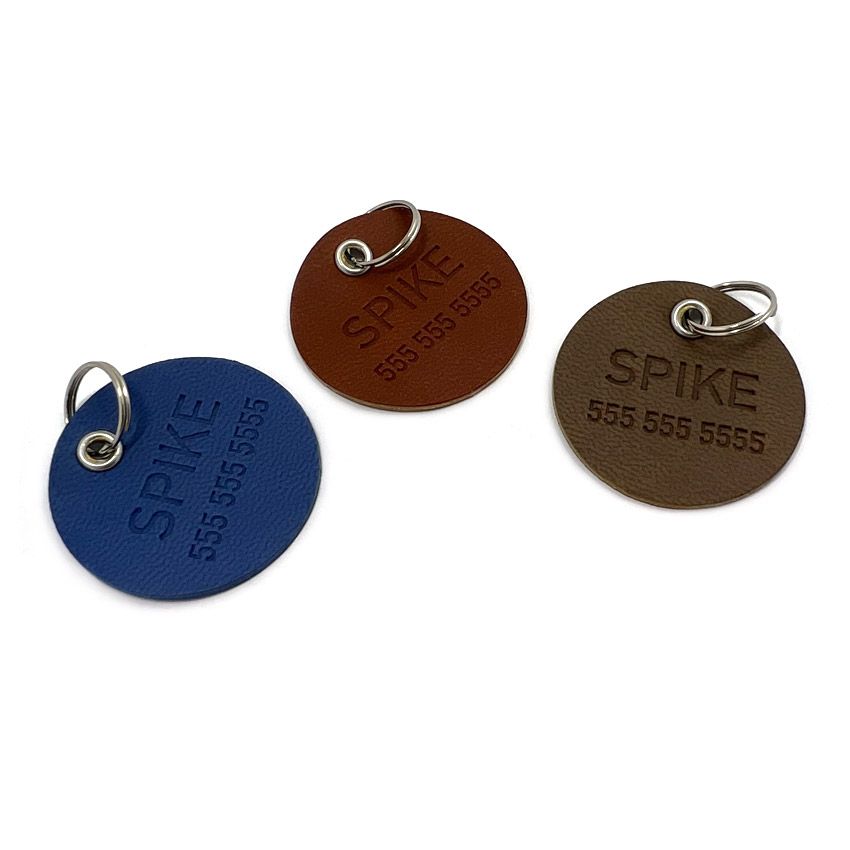 Leather Pet Tag with Custom Logos | Personalized Metal & Silicone ...