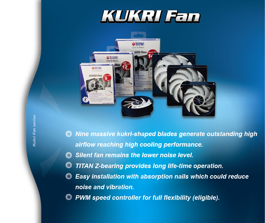TITAN 12V DC 120mm Kukri Silent Cooling Fan with 9-Blades & PWM ...