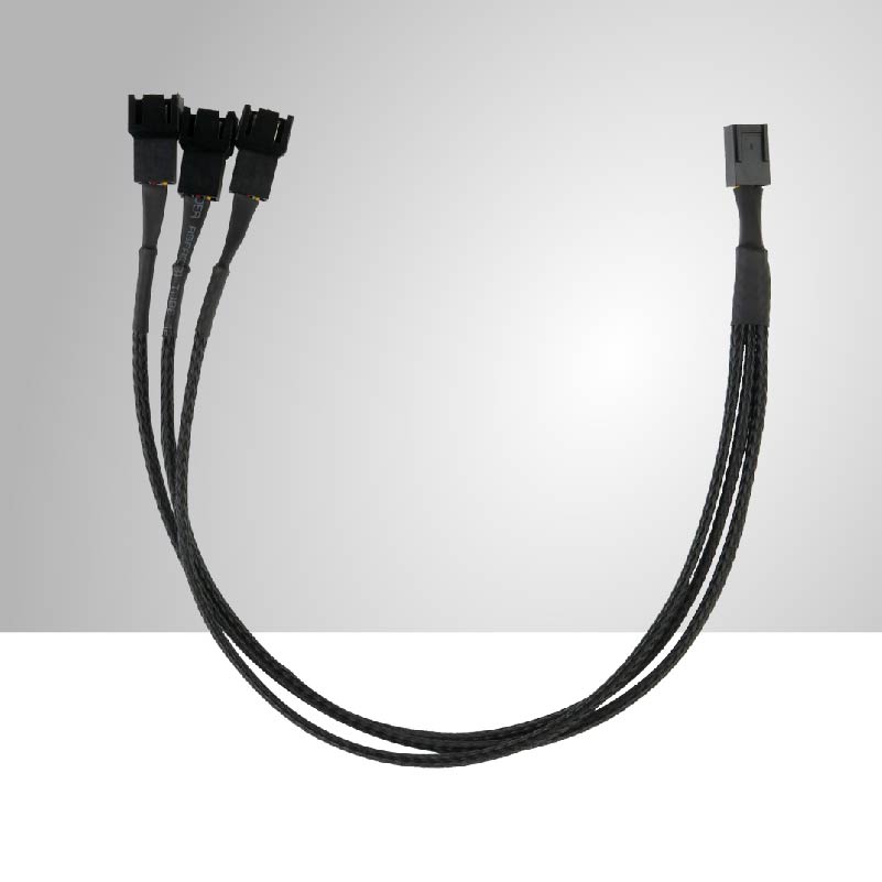 TITAN 3-Pin x 3 Cooling Fan Connector Cable Splitter | Black Braided ...