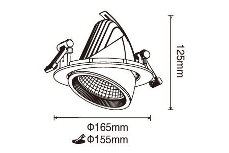 LED Downlight Made In Taiwan R9>50 Stretchable Cut-Out Ø155 mm 30W Warm ...