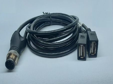 M12 8 Pin A Code to Dual USB2.0 IP67 Waterproof Connector | JCON
