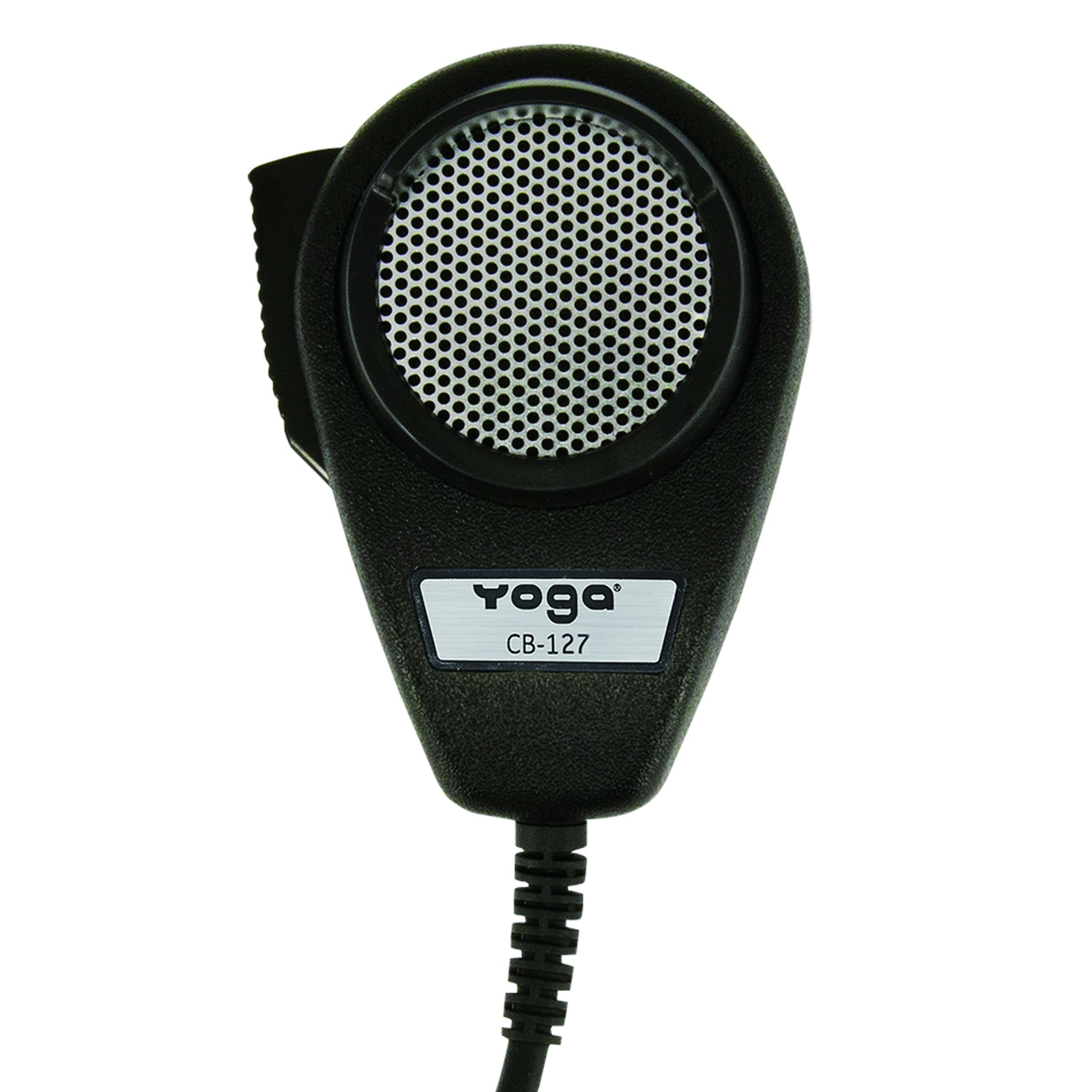 A dynamic noise-canceling CB microphone featuring a molded lip guard on ...