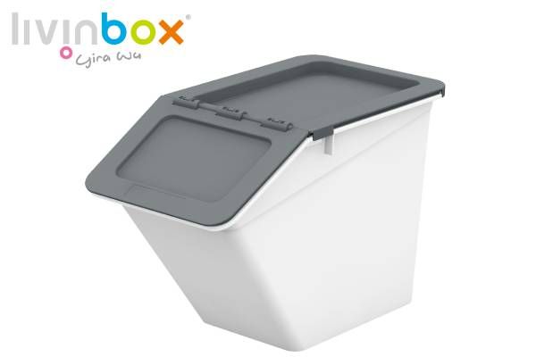 Stackable storage bin with hinged lid, 13L | Plastic File Cabinet ...