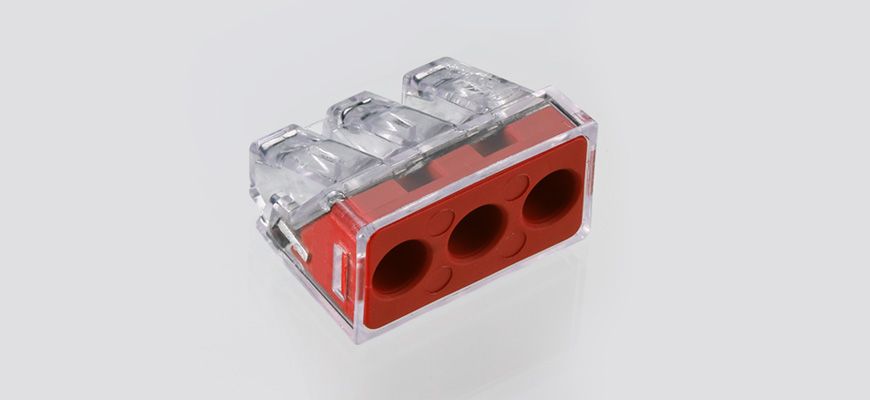 Push-In Wire Connector, PIC86 Series, Red, 3 ports, Solid Wire Range: 2 ...