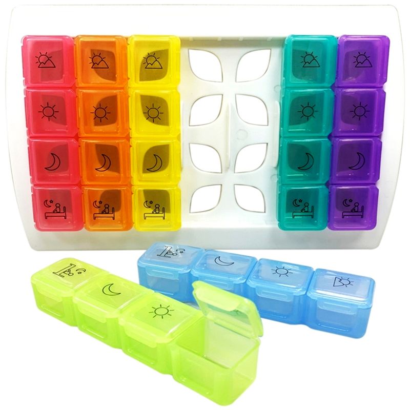 Custom 28 Compartments Pill Holder Weekly with Tray, 7 Day Pill ...