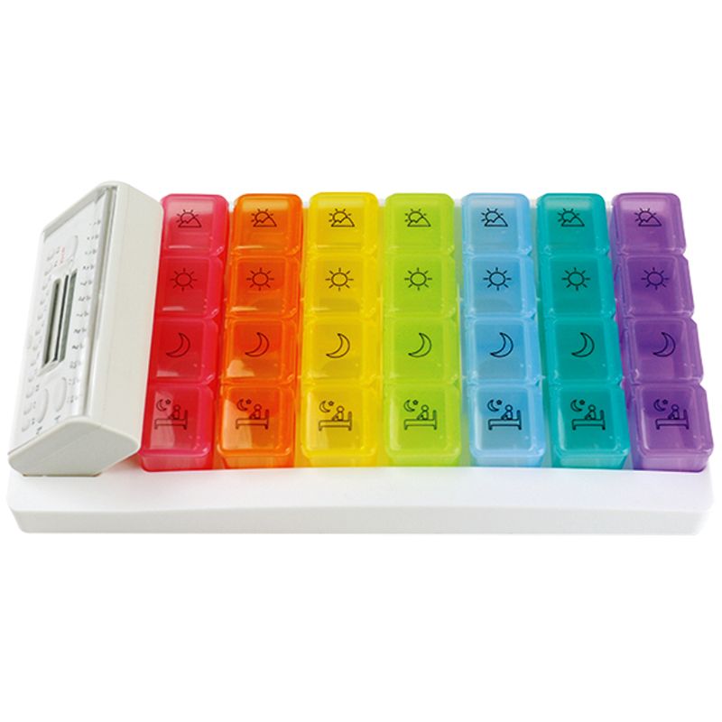 28 Grids Weekly Pill Reminder Box / Case with Alarm Timer & Tray, Pill ...