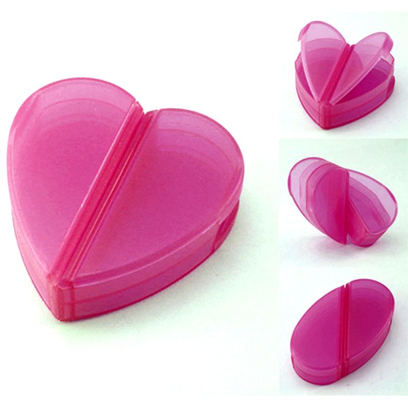 Daily 2 Grids Small Pill Capsule Box Case in Heart Shaped (EK-304 ...
