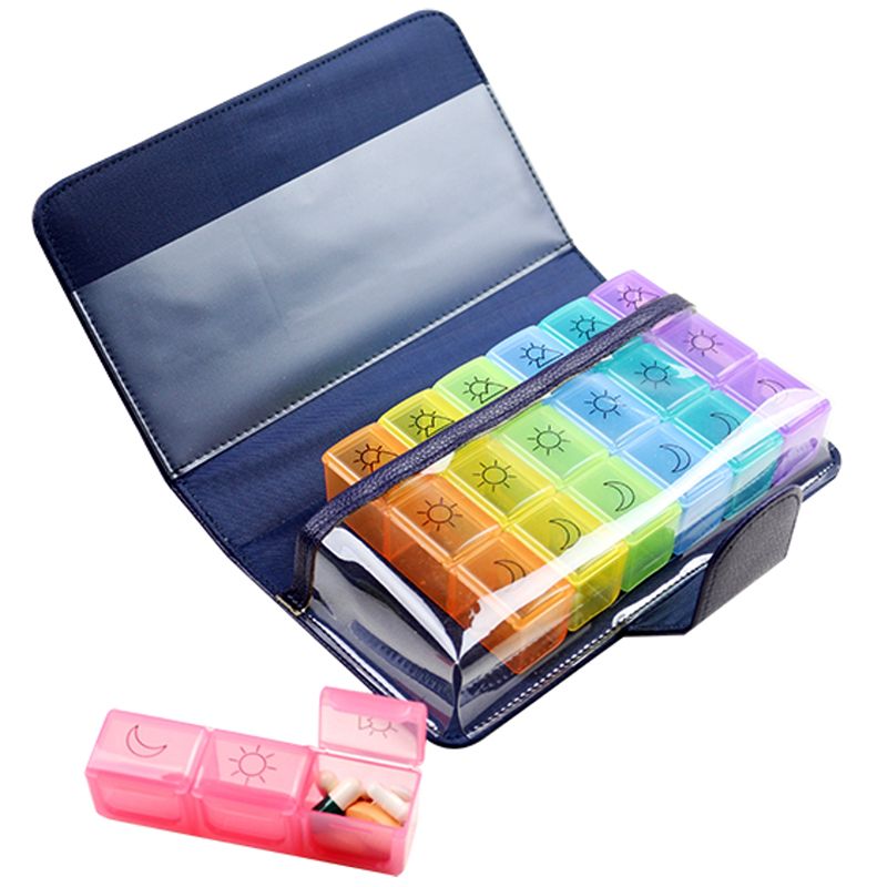 7 Days Weekly Tablet Medicine Box with Leather Bag (PU-348)| Durable ...