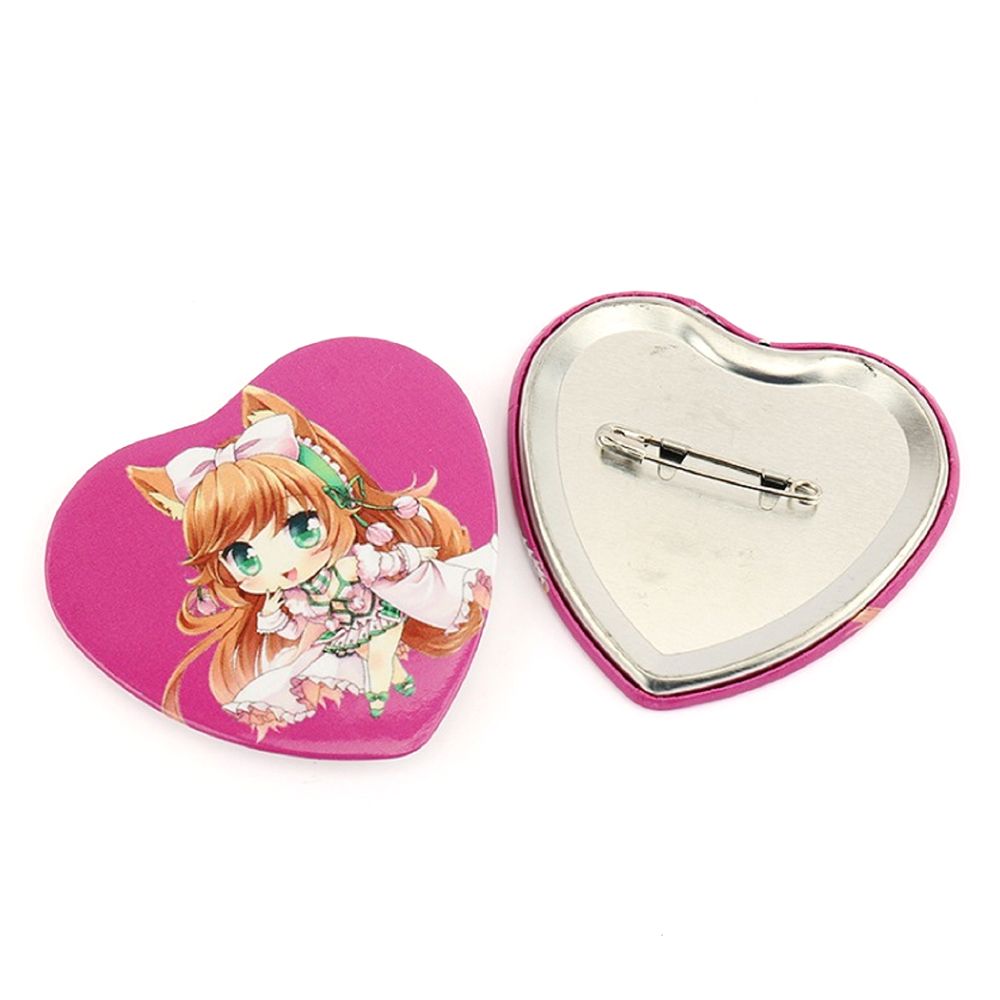 Custom Heart Shape Button Badge | OEM Manufacturer of Promotional Heart ...