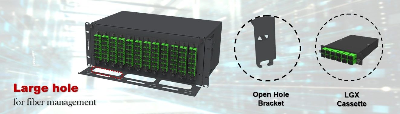 4U Cassette Fiber Panel with Large Hole Support Bar Multi functions ...