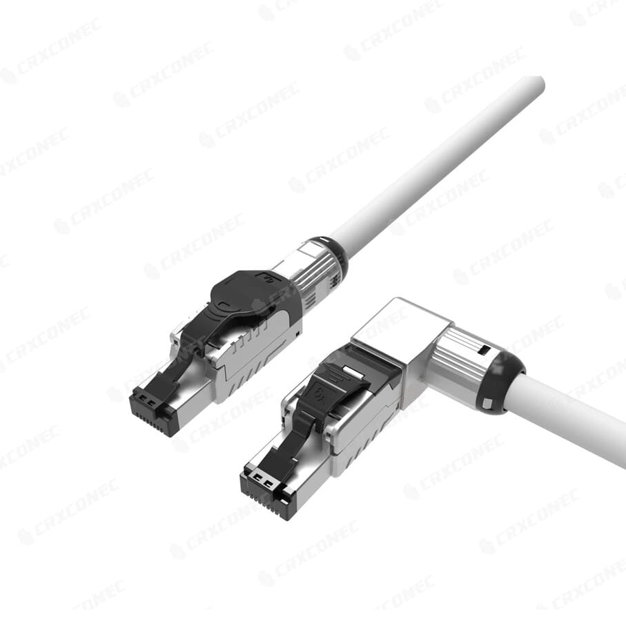 Cat7 and Cat6A Component-Level Five Angled STP Toolless RJ45 Connector ...