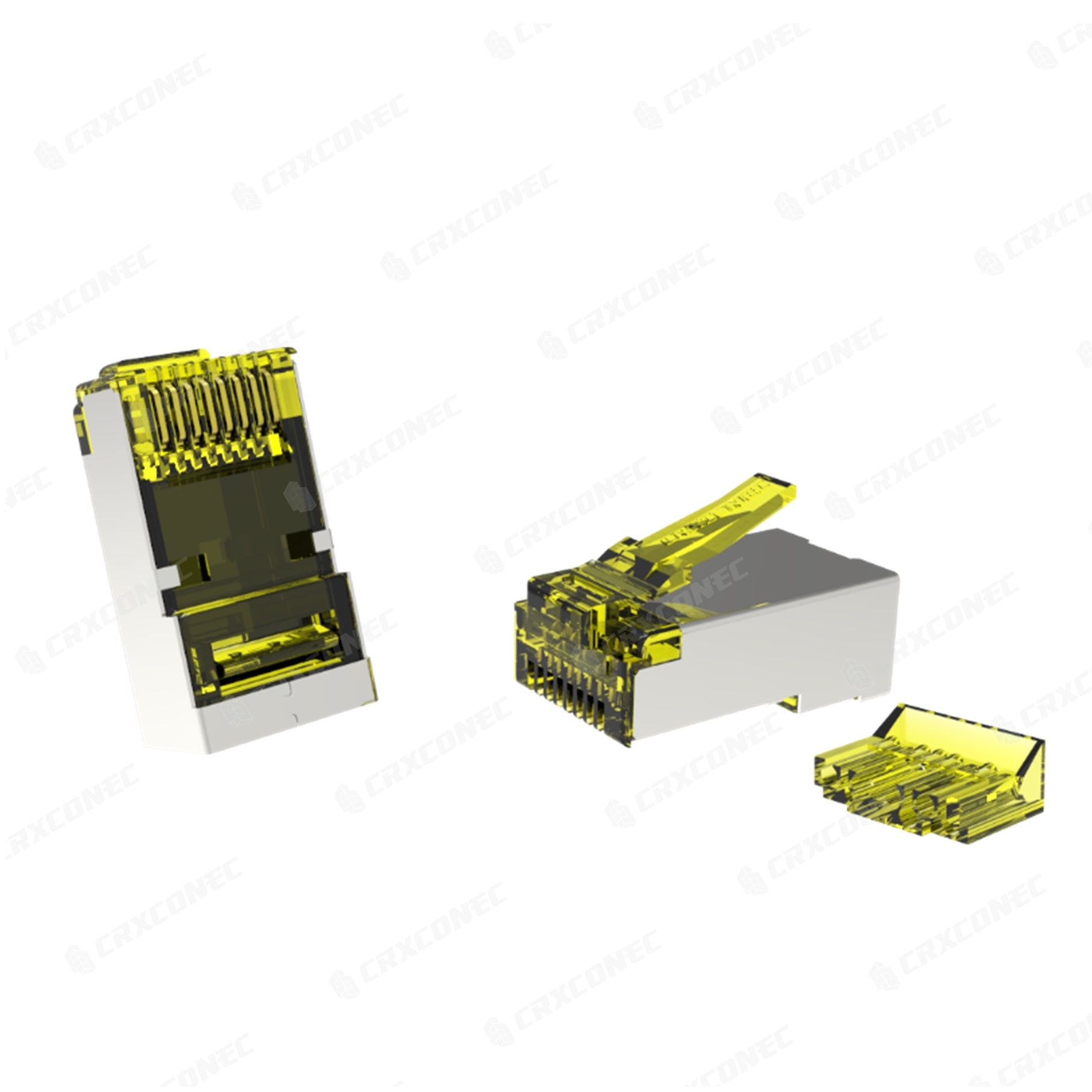 Lite Yellow Cat6A STP Connector RJ45 With Insert 5 Up / 3 Down ...