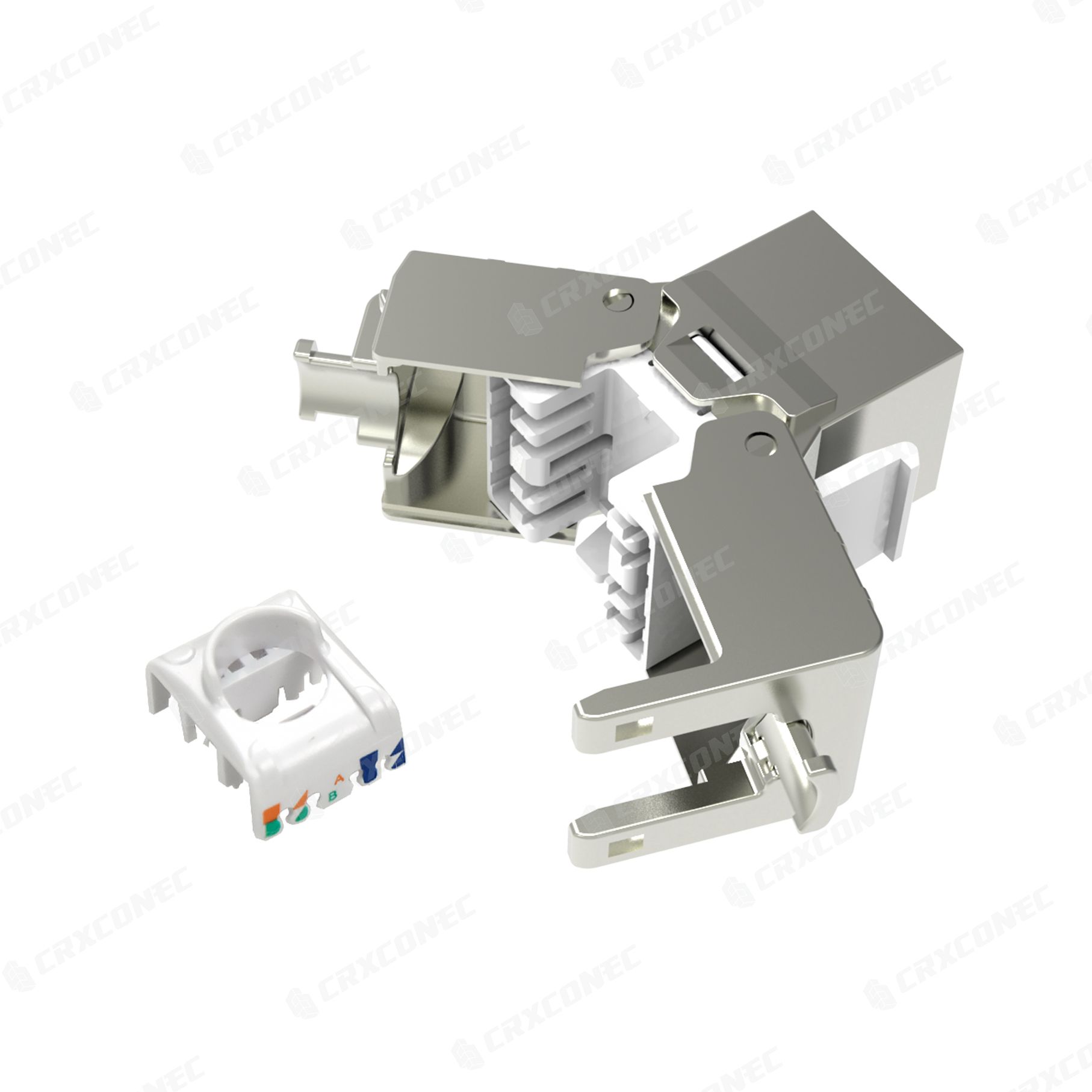 Toolless 180 Degree STP Cat6 Linear RJ45 Keystone Jack With Shutter ...