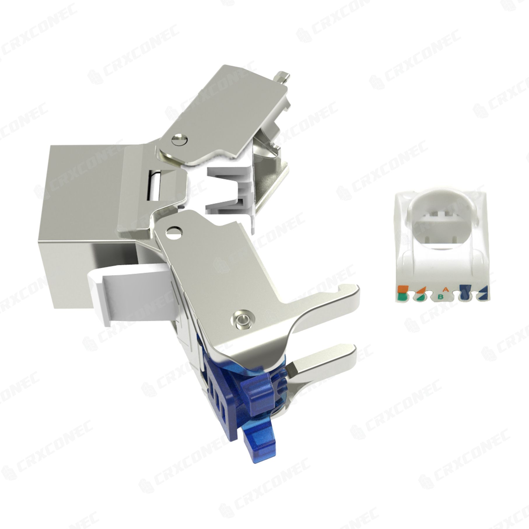 Cat6A STP Linear Cable-Clamper Toolless Keystone Jack With Shutter ...