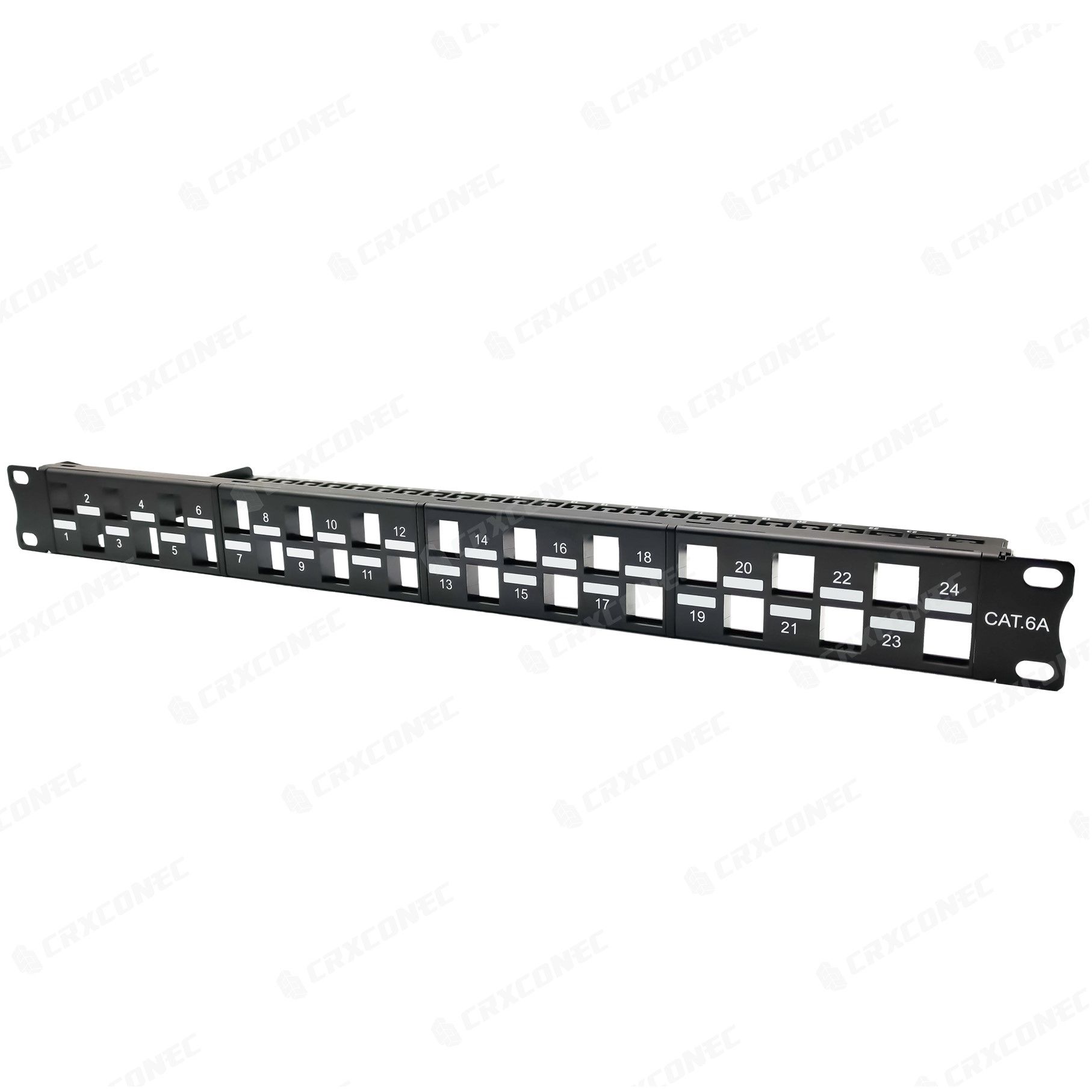 1U 24 Port Blank Keystone Patch Panel Cat.6A With Support Bar ...