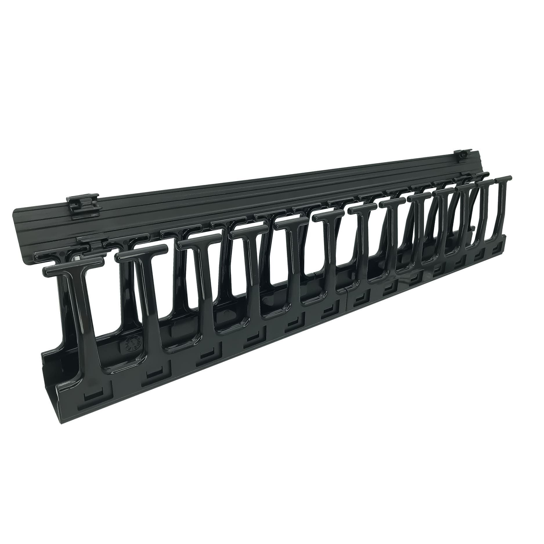 1U Black Buckle Cable Management Bar with 12 Slots | Advanced Fiber ...