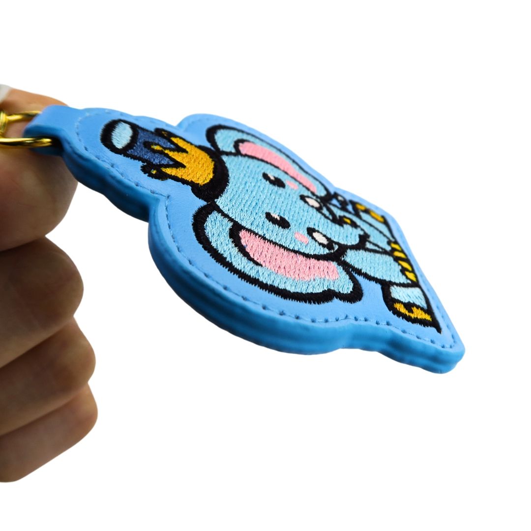 Embroidery Logo Leather Keychain | Embroidered patches manufacturer ...