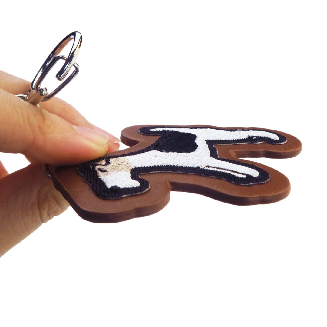 Leather Keychain with Embroidered Appliques | Embroidered patches ...