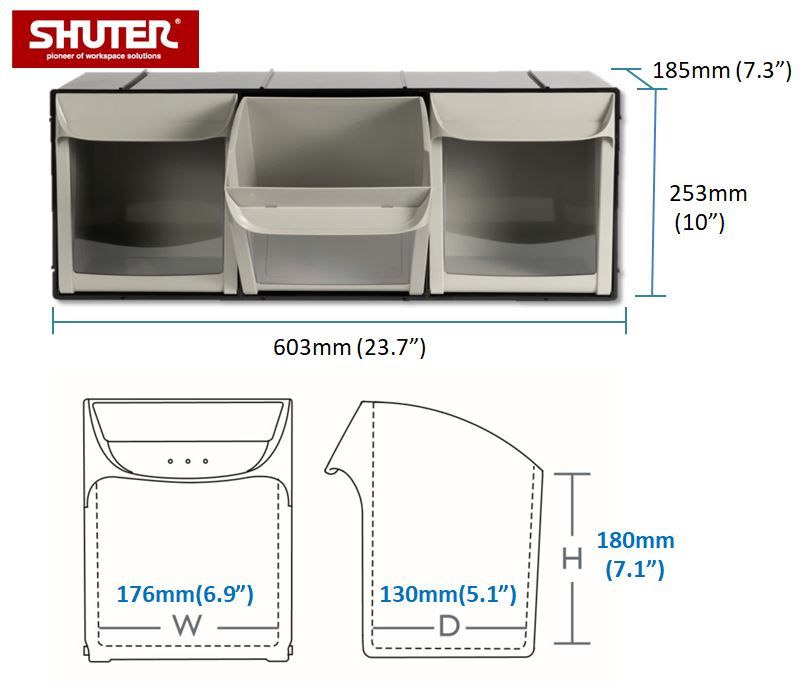 Tip Out Bin With 3pcs 4.3L Drawer Compartments - Wall Mounted Tilt Out ...
