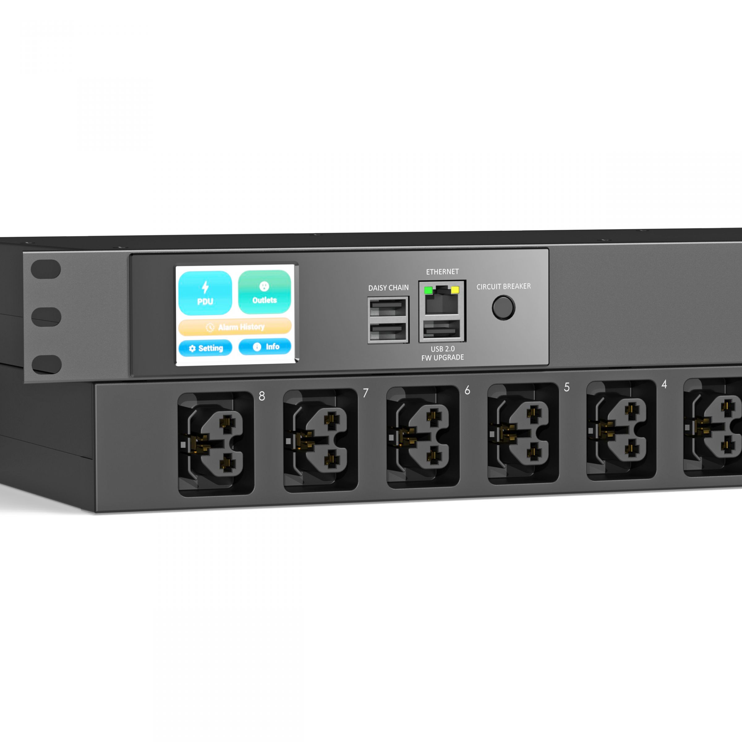 8 C13/C15/C19/C21 Combo Sockets Touch Screen Smart PDU - Intelligent PDU, Remote Monitoring PDU ...