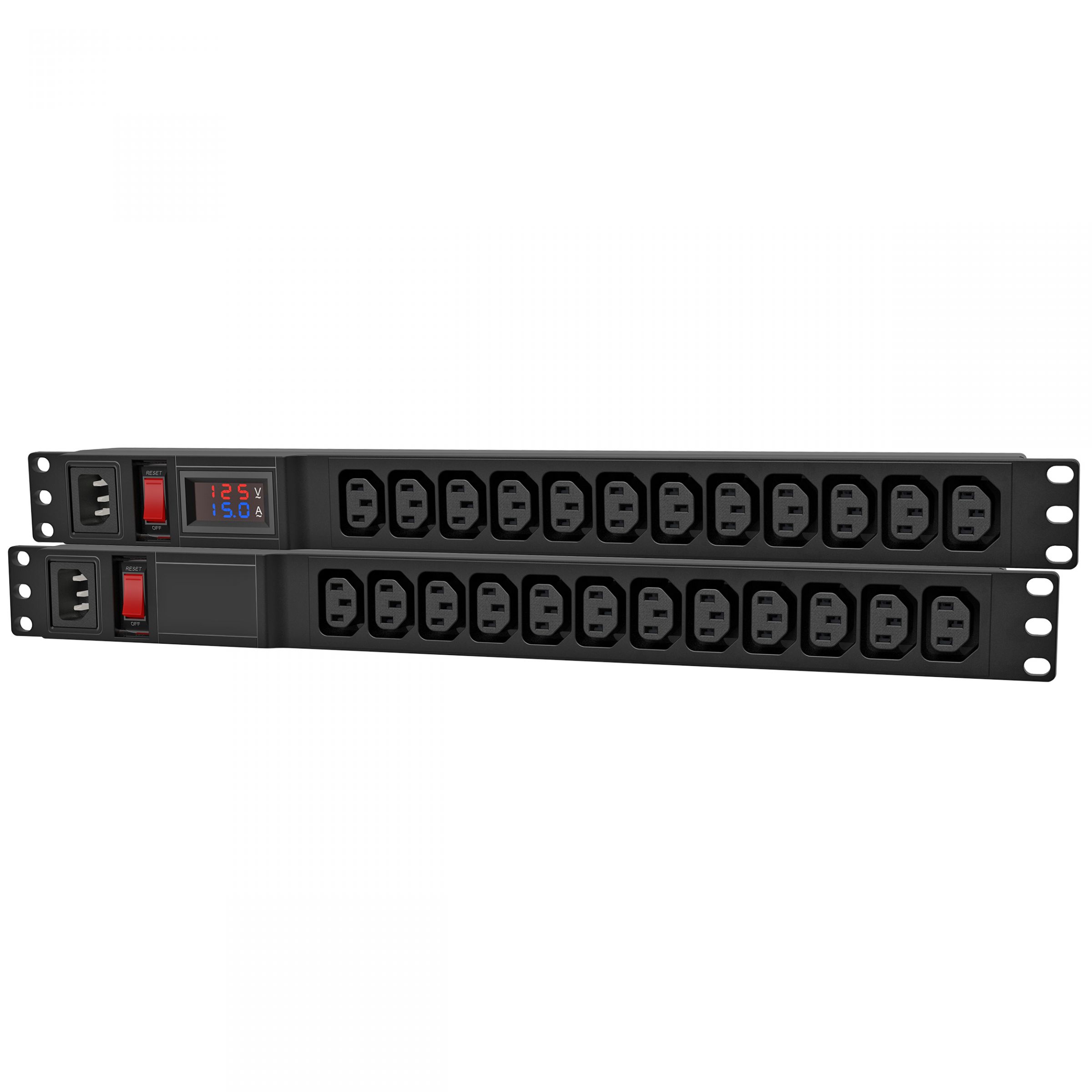 12 x C13, C14 Inlet, 1U Horizontal Metered PDU, Circuit Breaker & Lighted Switch Combo ...
