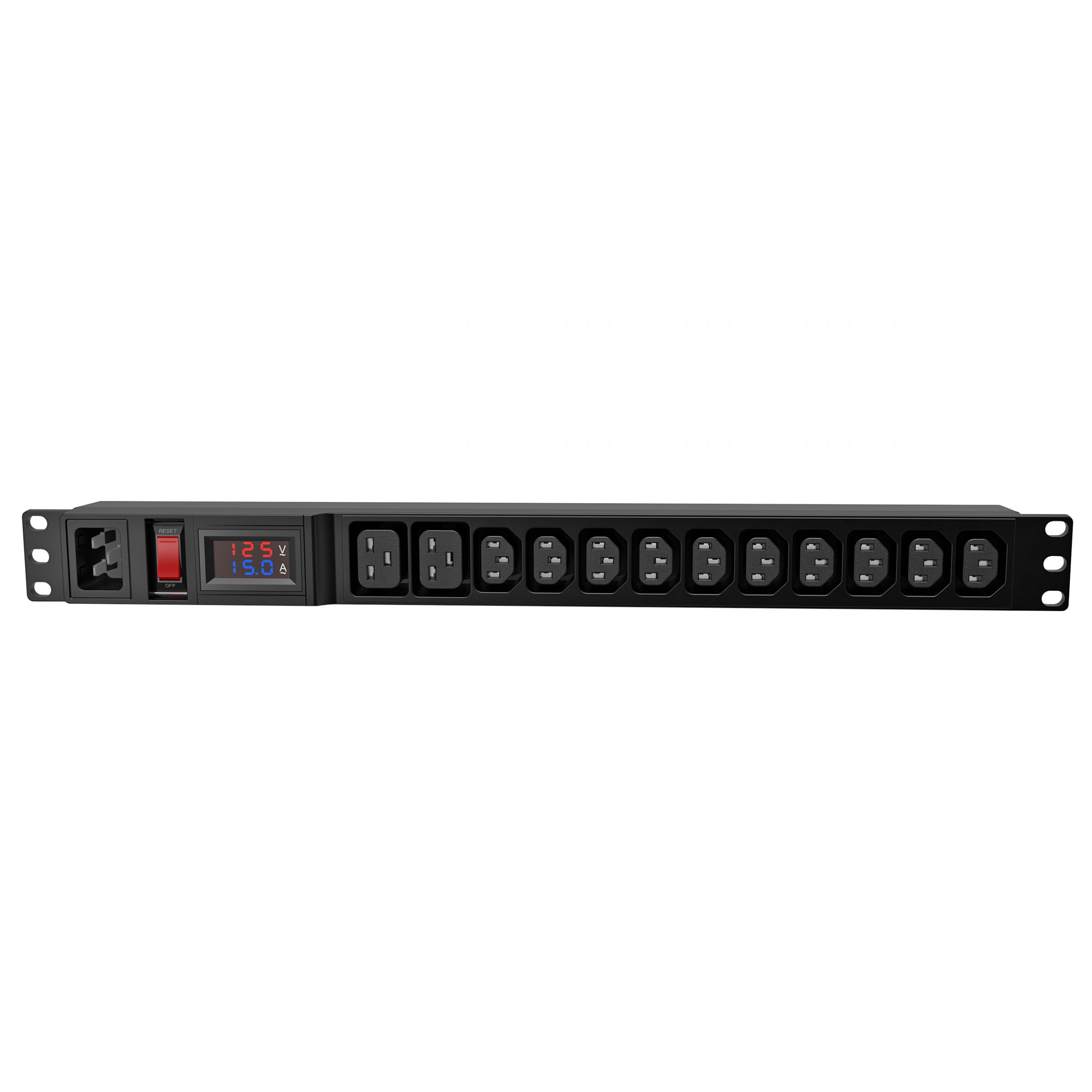 10 x C13, 2 x C19, C14 Inlet, 1U Horizontal Metered PDU, Circuit Breaker & Lighted Switch Combo ...