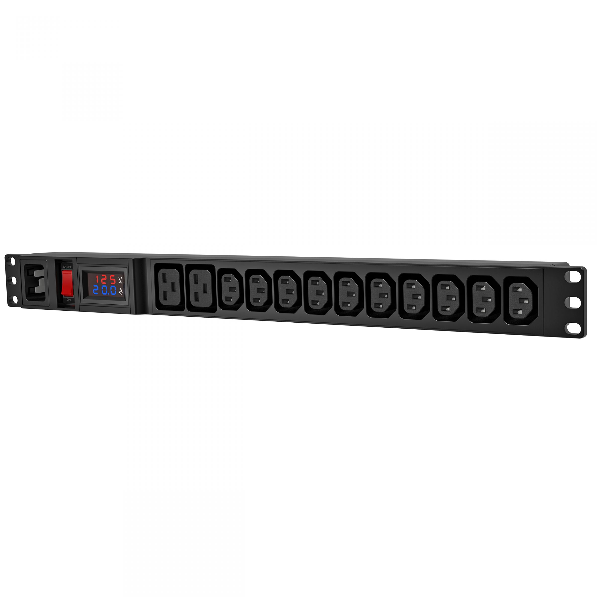 10 x C13, 2 x C19, C14 Inlet, 1U Horizontal Metered PDU, Circuit Breaker & Lighted Switch Combo ...