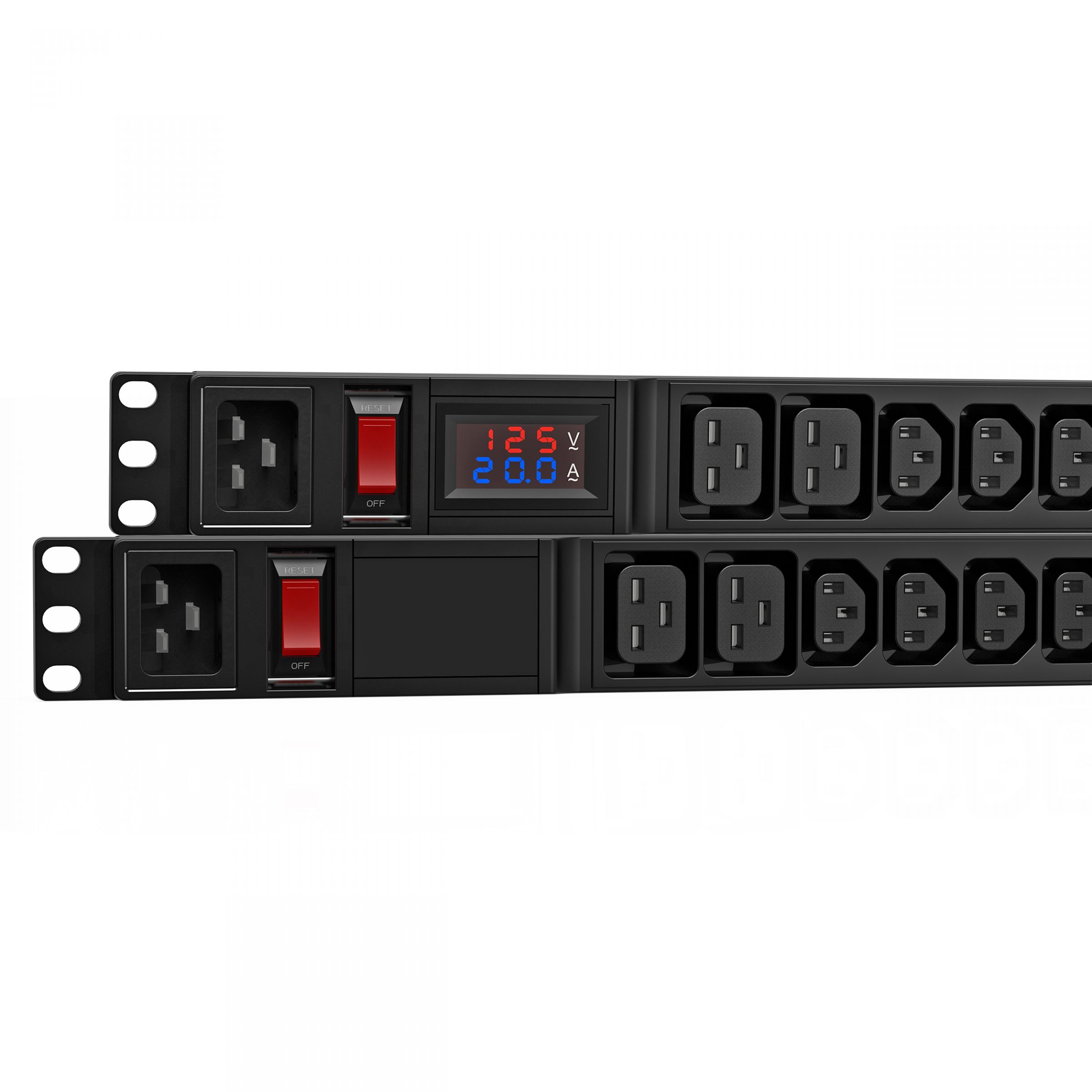 10 x C13, 2 x C19, C14 Inlet, 1U Horizontal Metered PDU, Circuit Breaker & Lighted Switch Combo ...