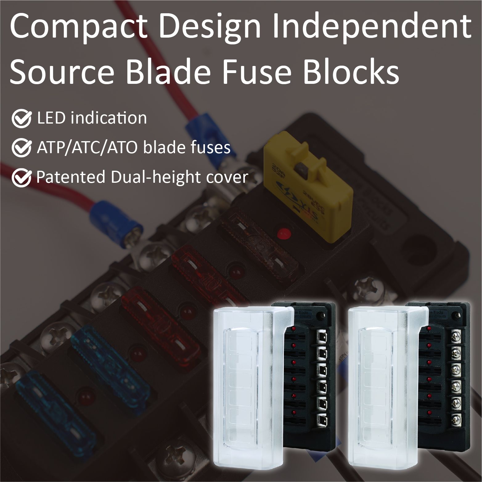 Compact Design Independent Source Blade Fuse Blocks | Marine Toggle ...