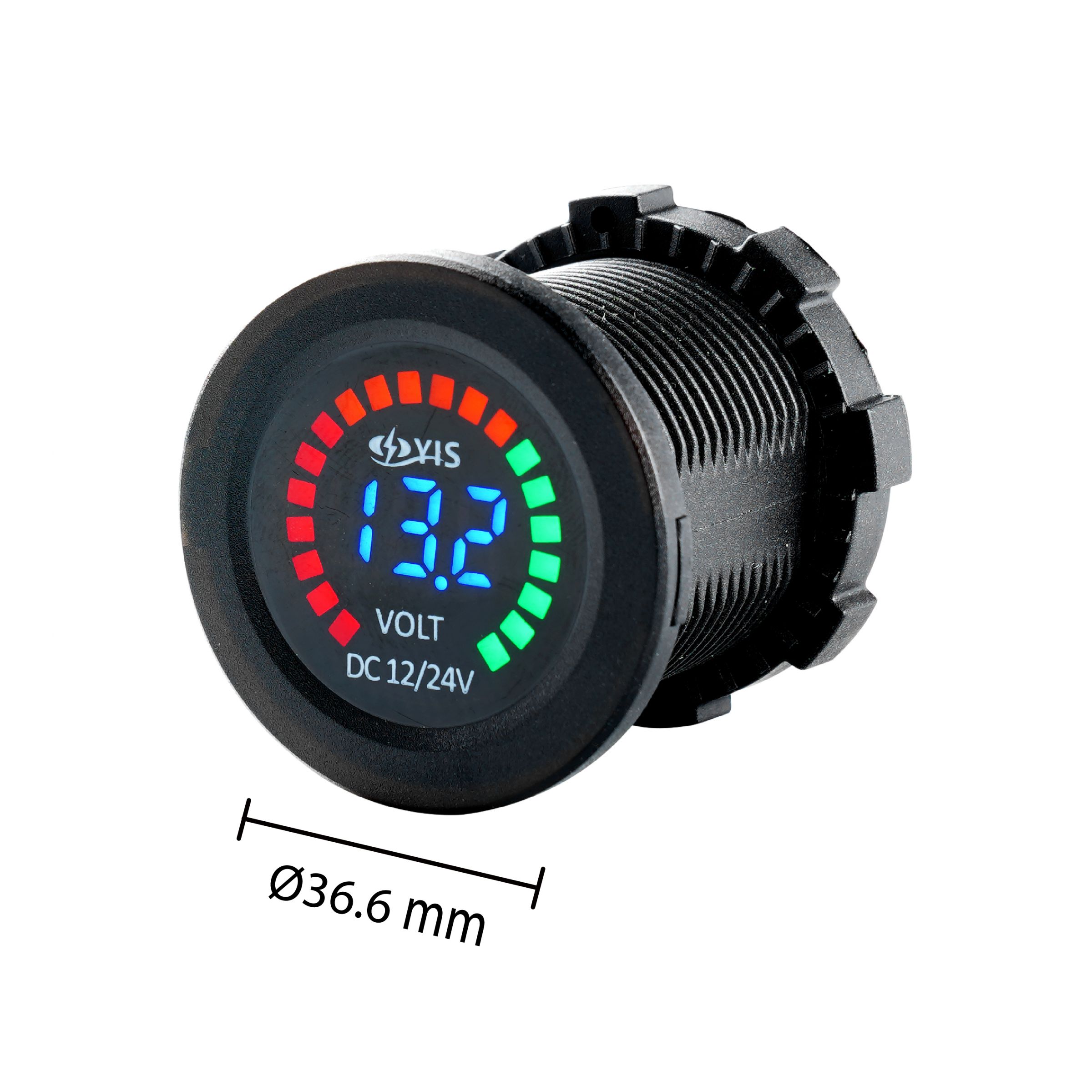DC 12V / 24V Waterproof Voltage Meter with Round Battery Level Display ...