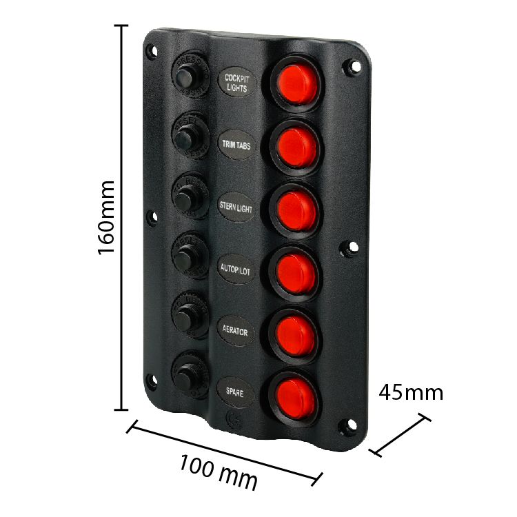 6P Wave Design Switch Panel | Marine Toggle Switch Panels, Fuses ...