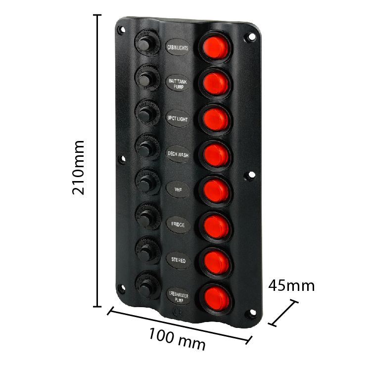 8P Wave Design Switch Panel | Marine Toggle Switch Panels, Fuses ...