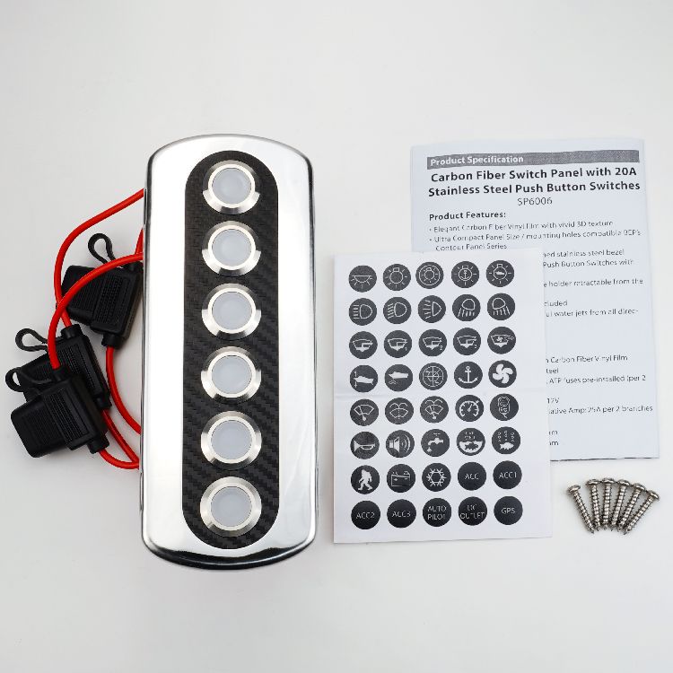 6P Carbon Fiber Switch Panel | Marine Toggle Switch Panels, Fuses ...