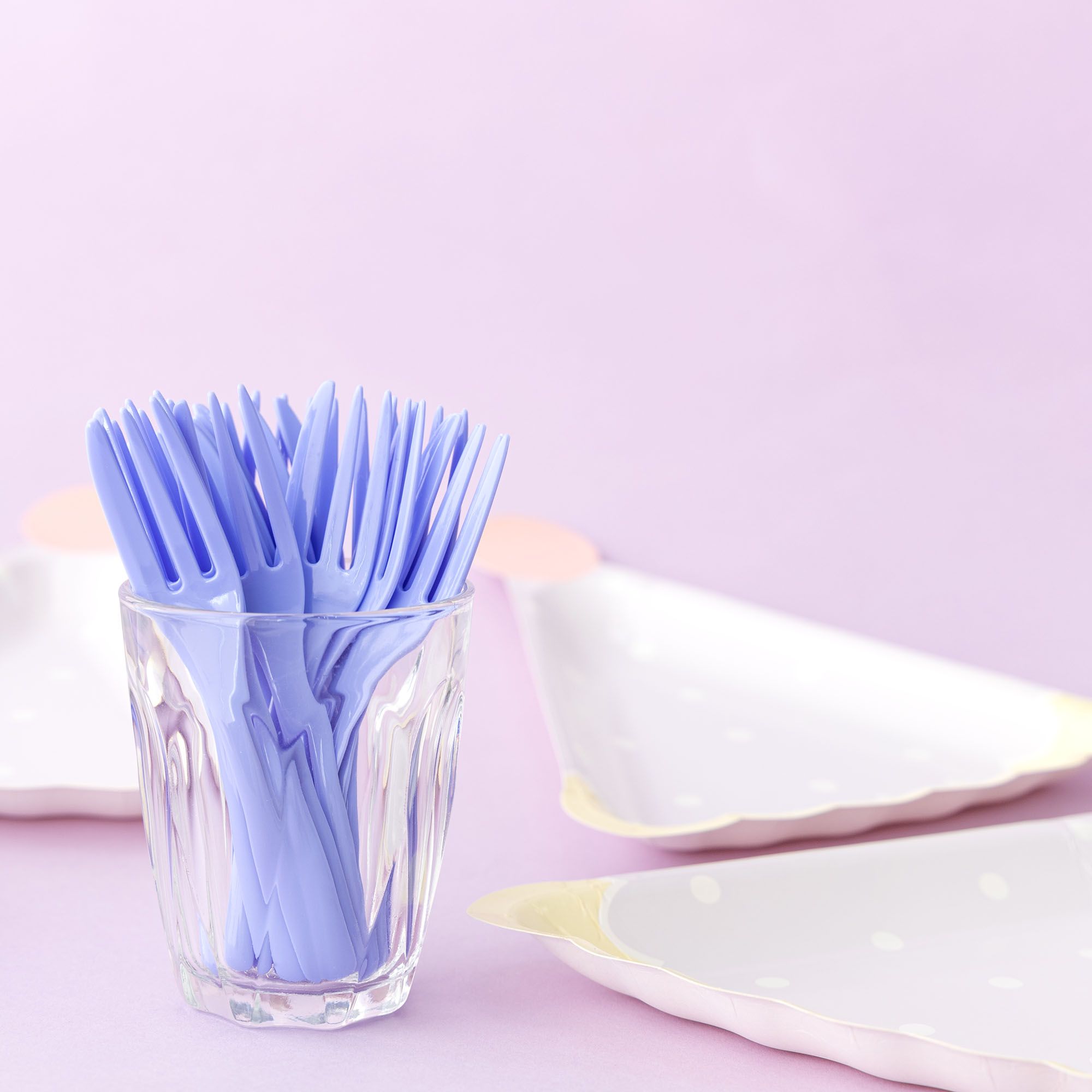 Party Hat-shaped Cake Plate and Fork - Purple Hat-shape Cake Plate And ...