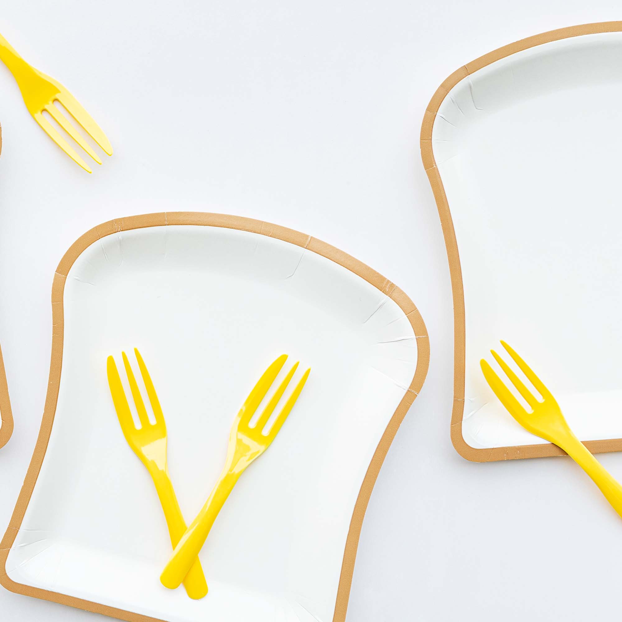 Toast Shape Cake Plate and Fork - White Toast Cake Plate and Yellow ...