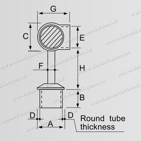 S.S. Round Tube Perp. Post Connector 90° Corner Ring - Stainless Steel ...